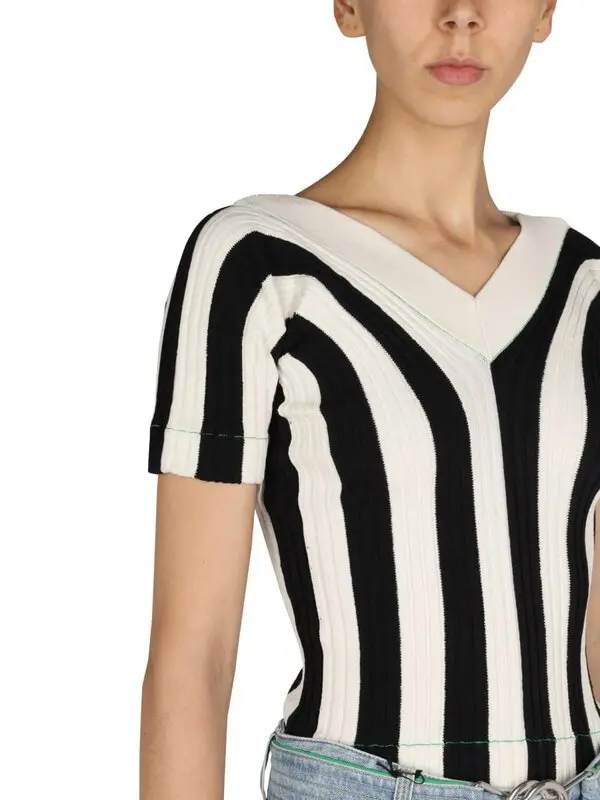Bottega Veneta Striped Pattern Top - Black