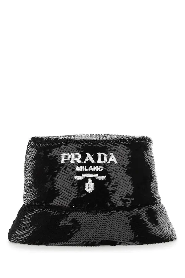 Prada Sequined Bucket Hat - Black