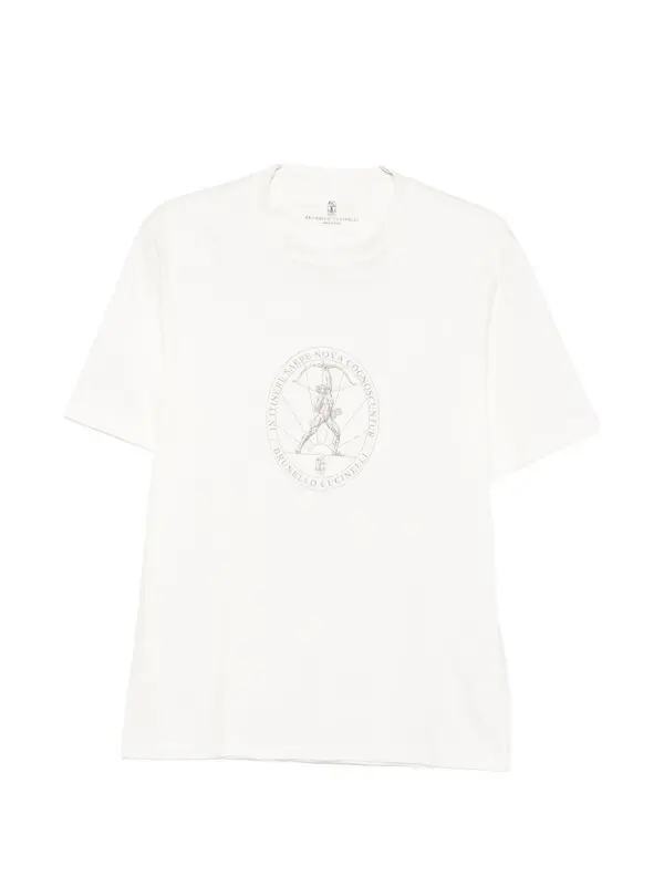 Brunello Cucinelli Logo Cotton T-shirt - Multicolor