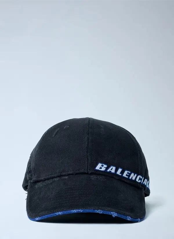 Balenciaga Logo Motif Baseball Cap - Black