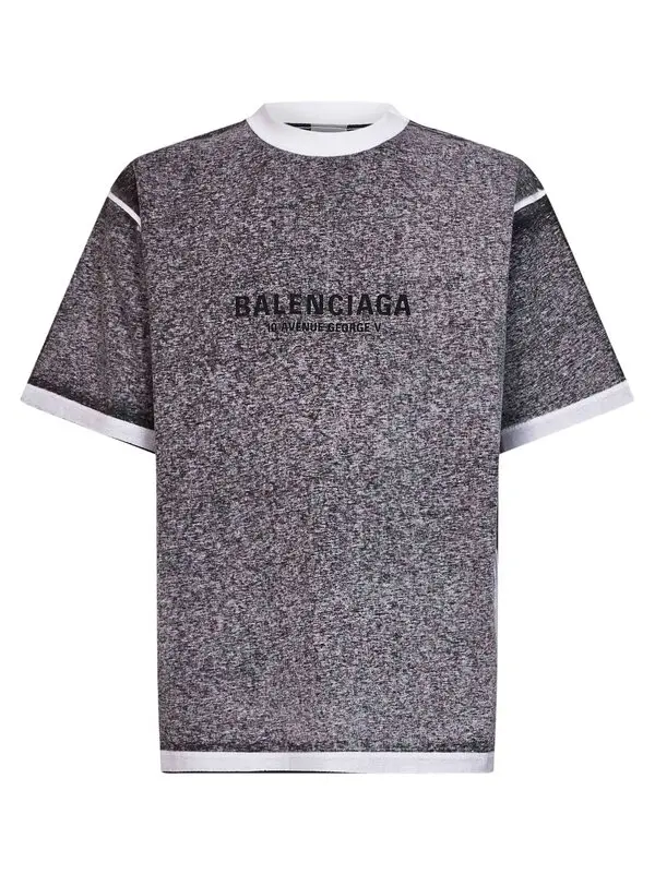 Balenciaga Black Heathered-effect Jersey Regular Fit T-shirt - Multicolor