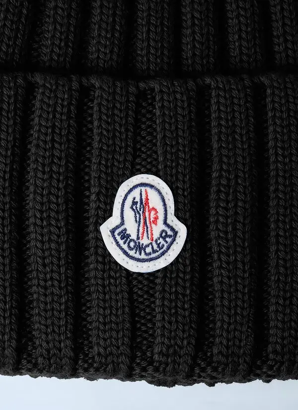 Moncler Logo Patch Beanie Hat