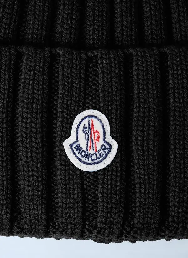 Moncler Logo Patch Beanie Hat