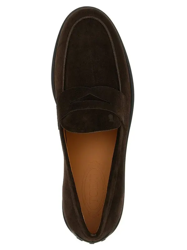 TOD'S Gomma Suede Loafers - Brown