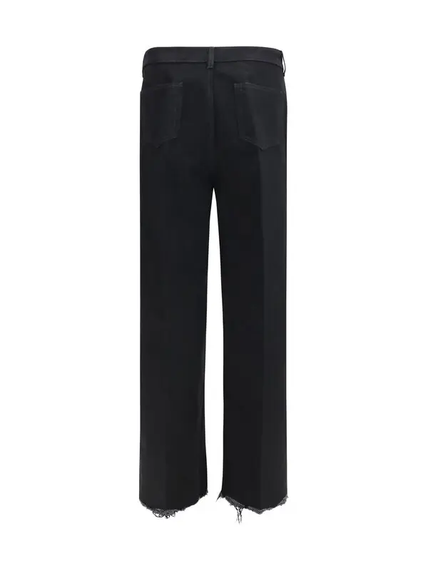 Rick Owens Frayed Hem Cotton Jeans