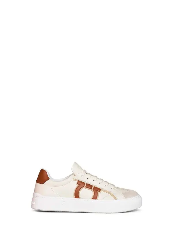 FERRAGAMO Calf Leather Gancini Sneakers - Multicolor