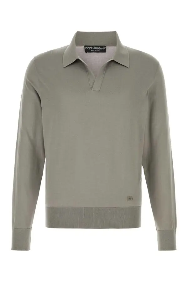 Dolce & Gabbana Grey Silk Polo Shirt