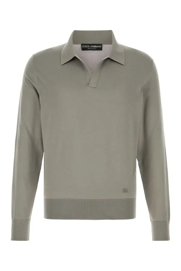 Dolce & Gabbana Grey Silk Polo Shirt - Gray