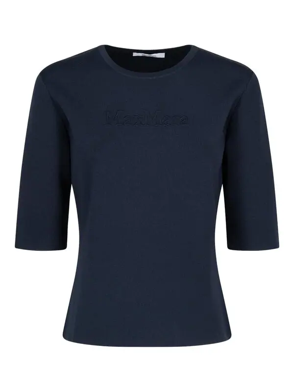 Max Mara Knitted Jersey Short-sleeved Top - Blue