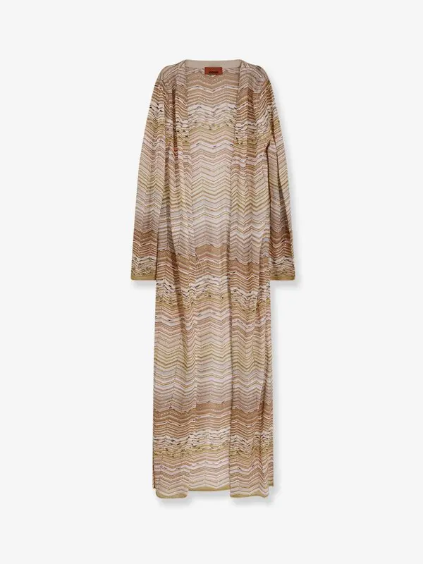Missoni Long Chevron Motif Cardigan With All-over Sequins - Multicolor