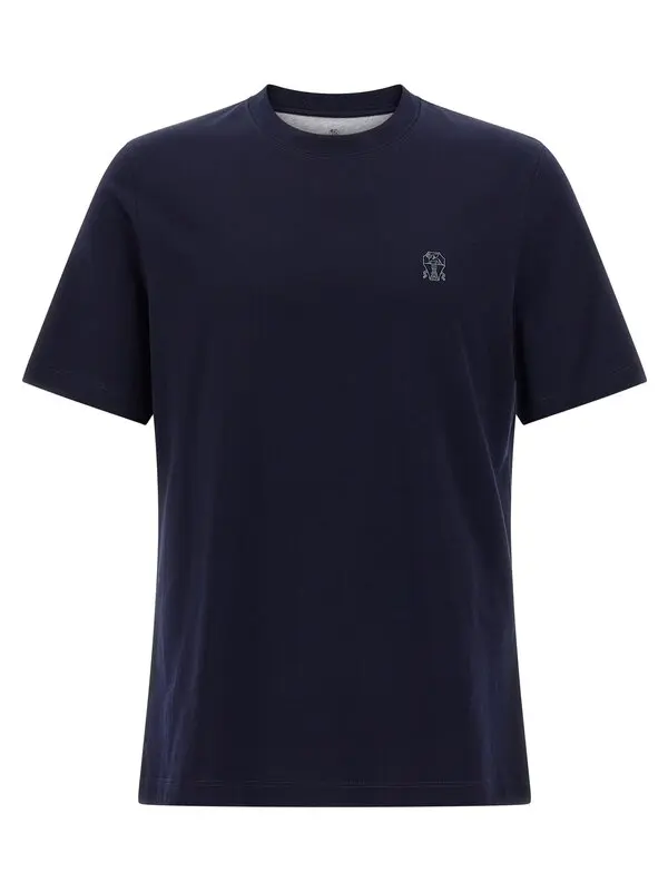 Brunello Cucinelli Logo Print T-shirt - Blue