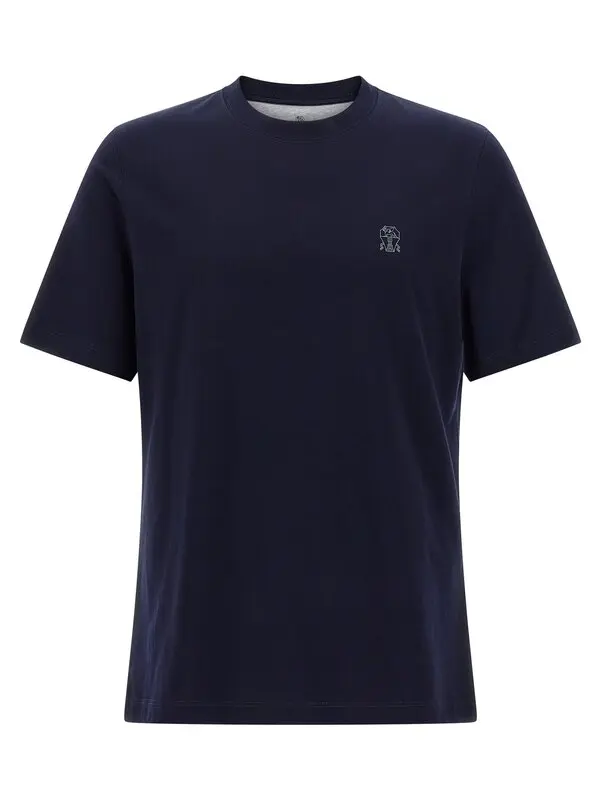 Brunello Cucinelli Logo Print T-shirt - Blue