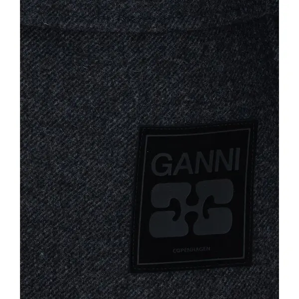 GANNI Logo Wool Peacoat
