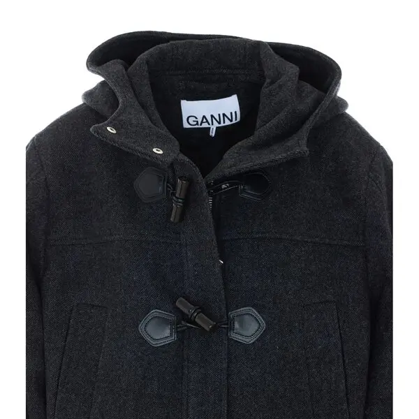 GANNI Logo Wool Peacoat