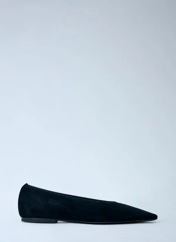 TOTEME Minimalist Suede Ballerinas Flats - Black