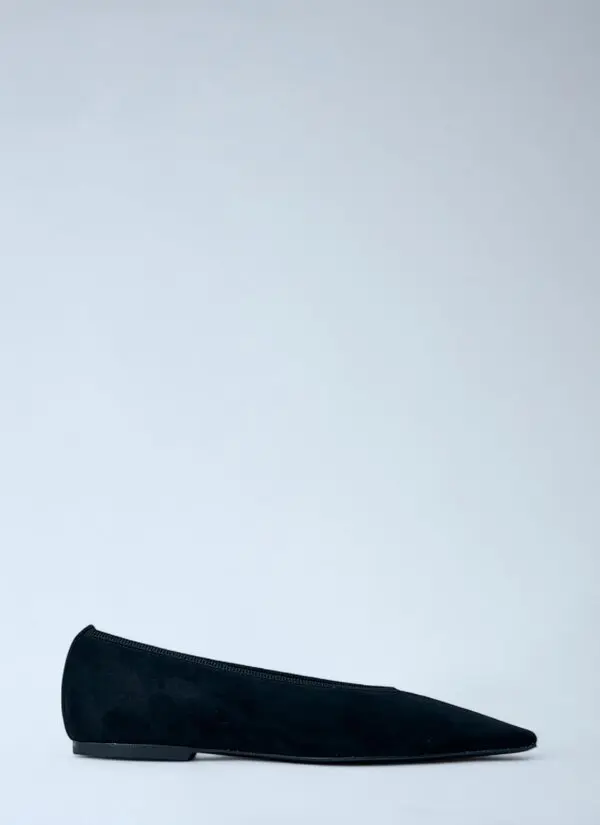 TOTEME Minimalist Suede Ballerina Flats - Black