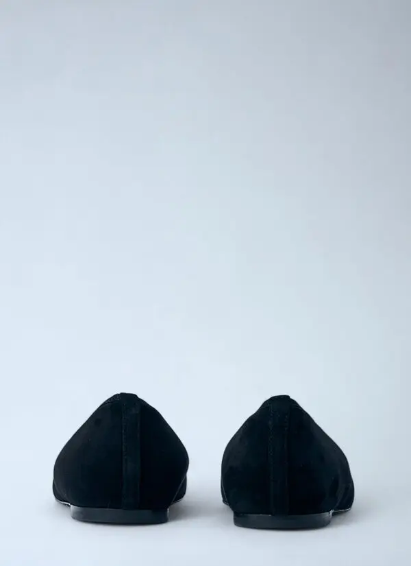 TOTEME Minimalist Suede Ballerina Flats - Black