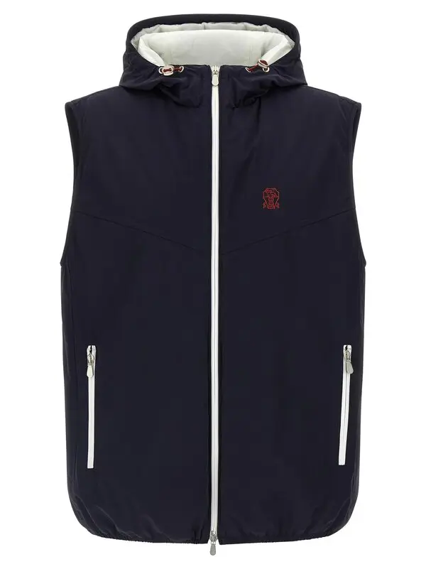 Brunello Cucinelli Hooded Vest - Blue