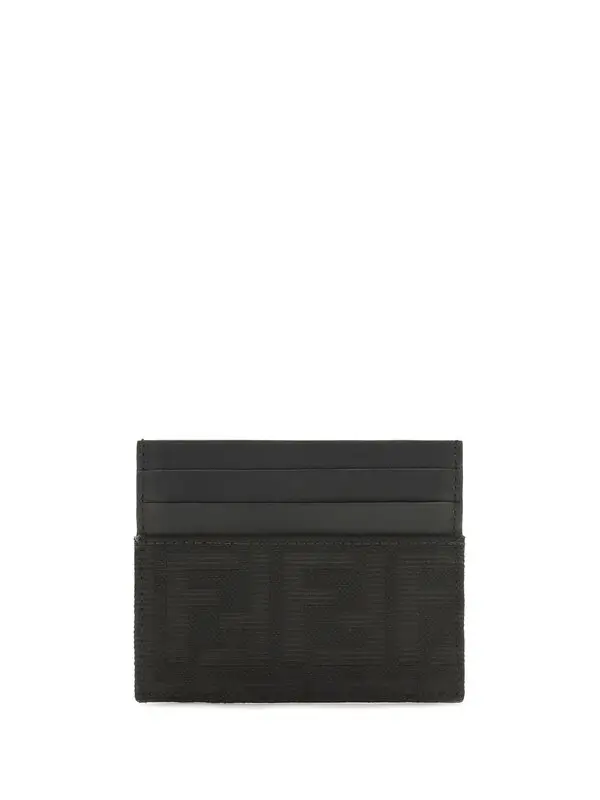 Fendi Ff Jacquard And Leather Card Holder