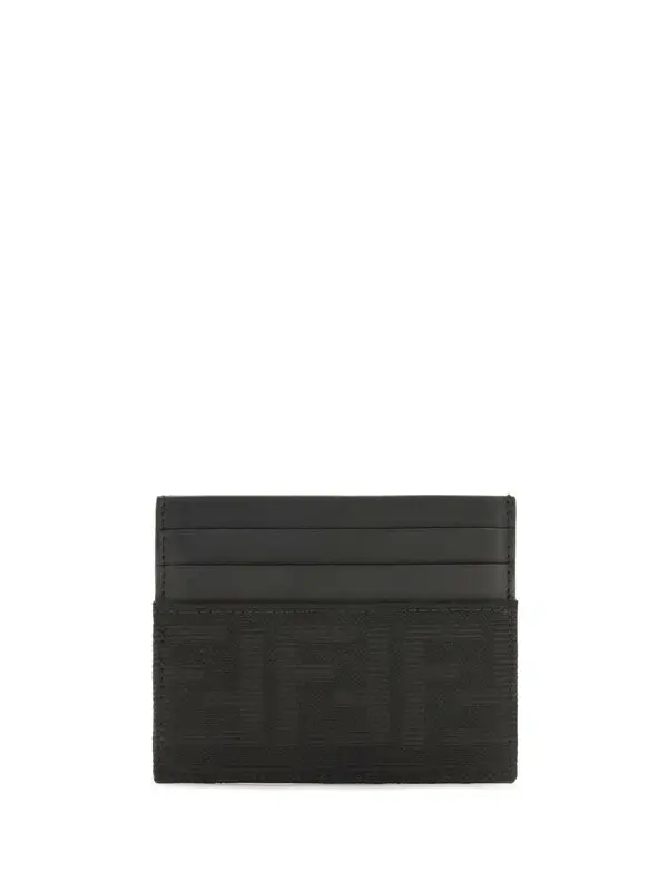 Fendi Ff Jacquard And Leather Card Holder