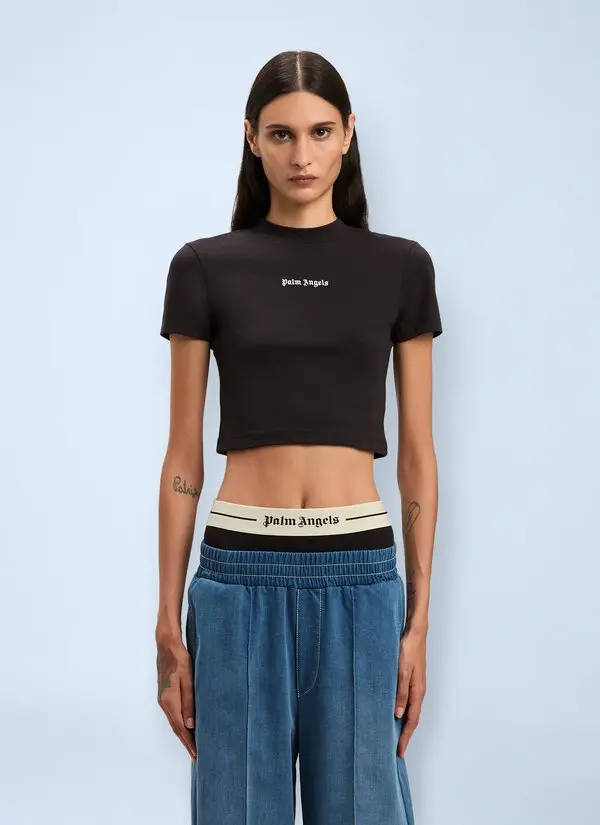 Palm Angels Logo Motif T-shirt - Black