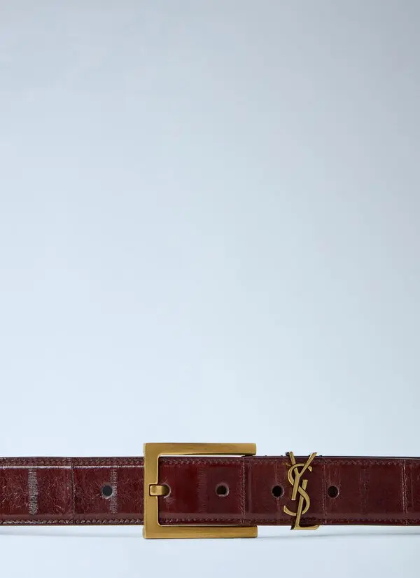 Saint Laurent Logo Buckle Leather Belt - Brown
