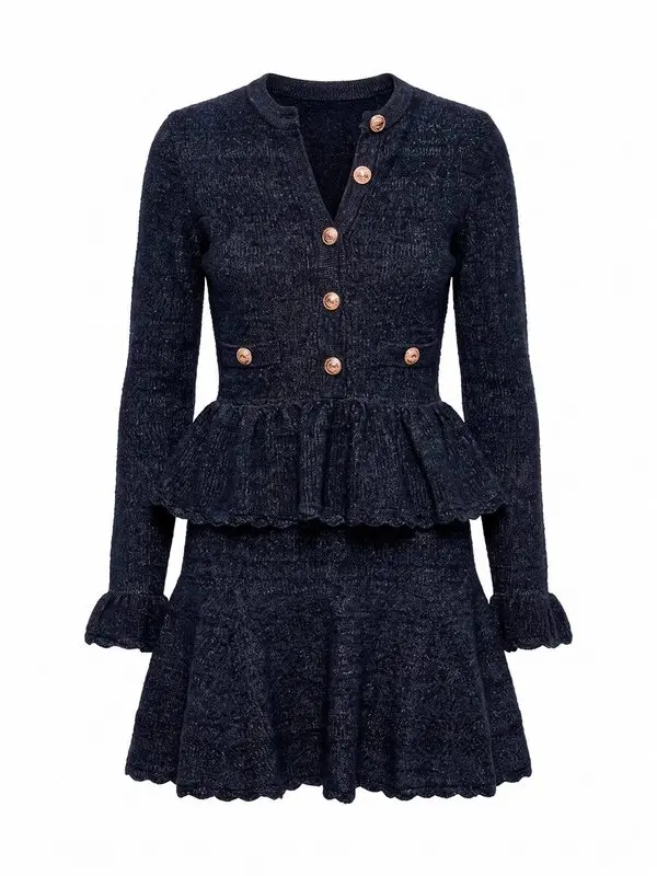 SELF-PORTRAIT Textured Knit Mini Dress