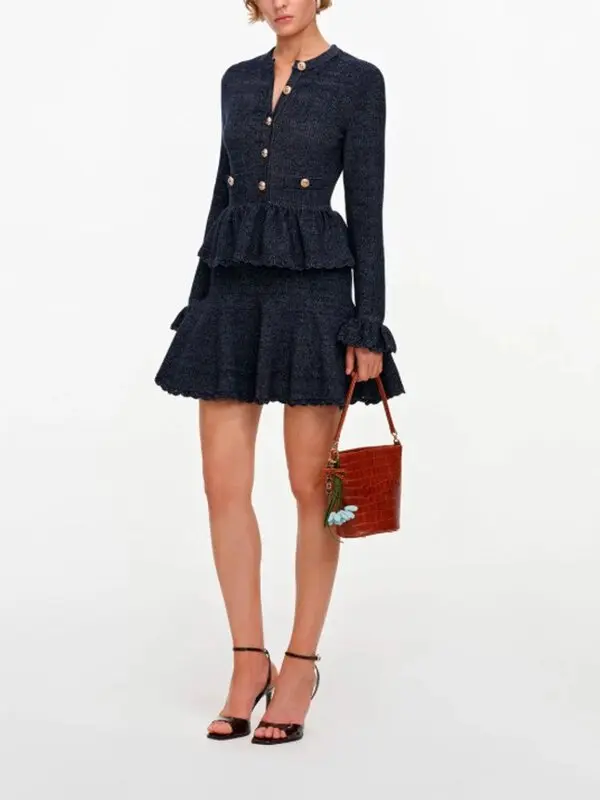 SELF-PORTRAIT Textured Knit Mini Dress
