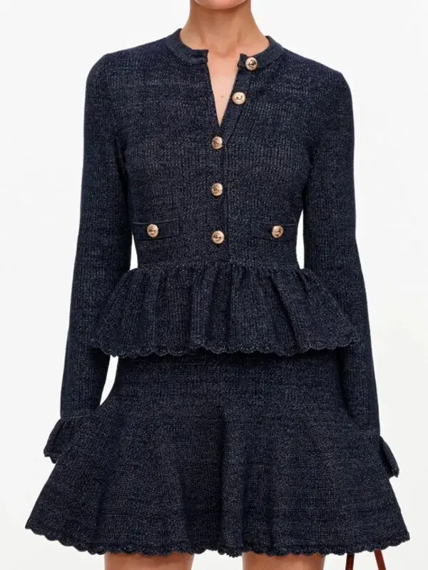 SELF-PORTRAIT Textured Knit Mini Dress