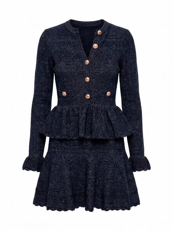 SELF-PORTRAIT Textured Knit Mini Dress - Multicolor