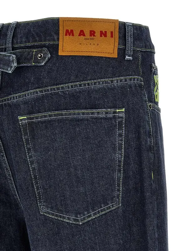 Marni Logo Embroidery Jeans - Blue