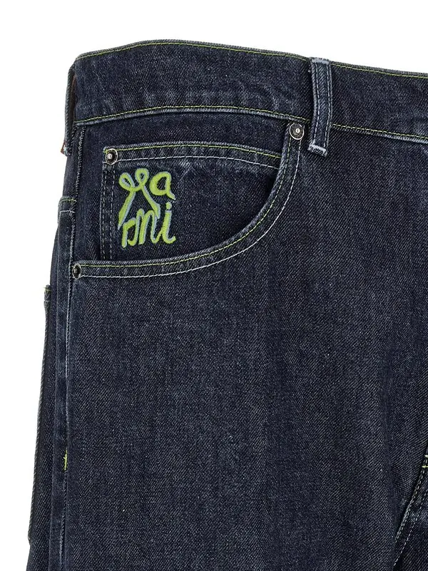 Marni Logo Embroidery Jeans - Blue