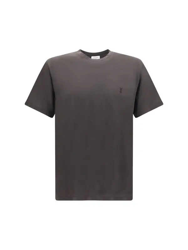 Saint Laurent Cassandre Silk And Cotton T-shirt - Brown