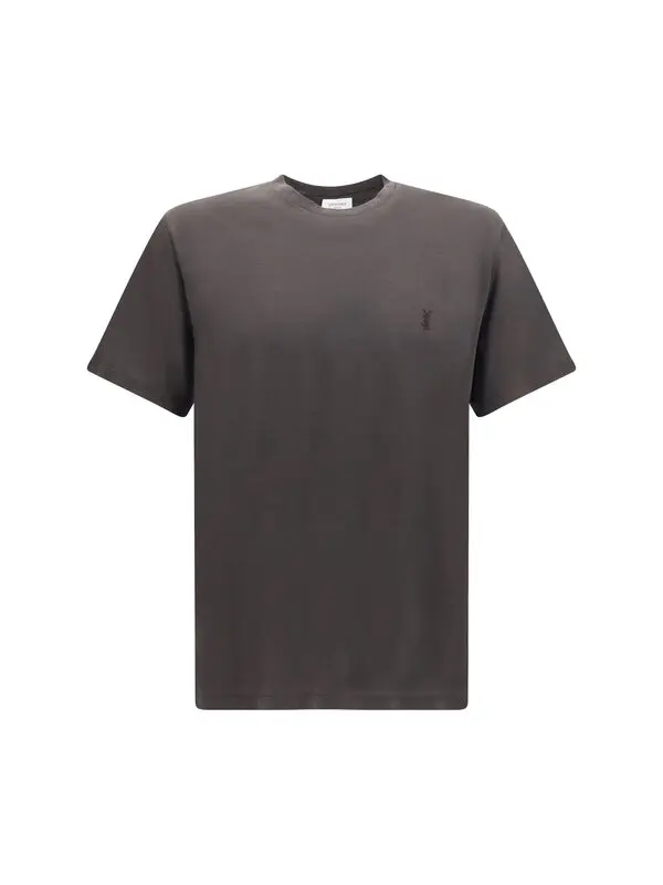 Saint Laurent Cassandre Silk And Cotton T-shirt - Brown