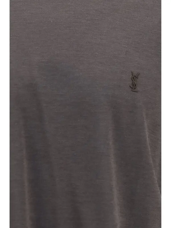 Saint Laurent Cassandre Silk And Cotton T-shirt - Brown