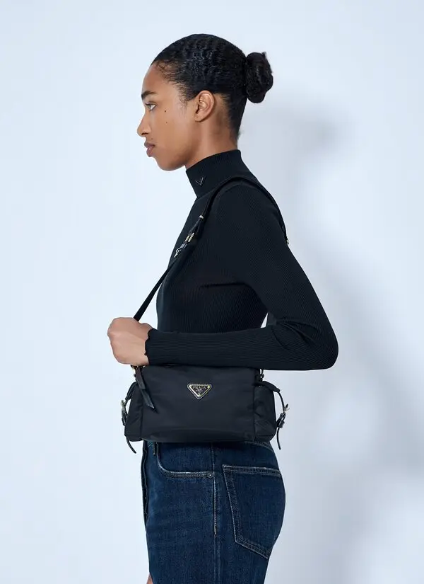 Prada Explore Small Re-nylon And Leather Shoulder Bag - Black