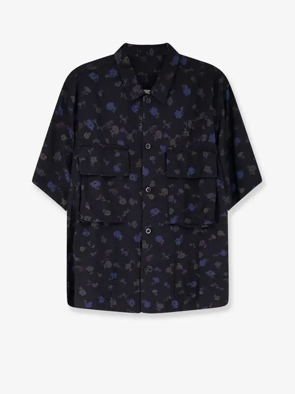 Sacai Cotton Blend Shirt With Floral Print - Black