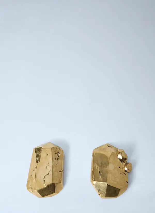 Saint Laurent Faceted Metal Stud Earrings