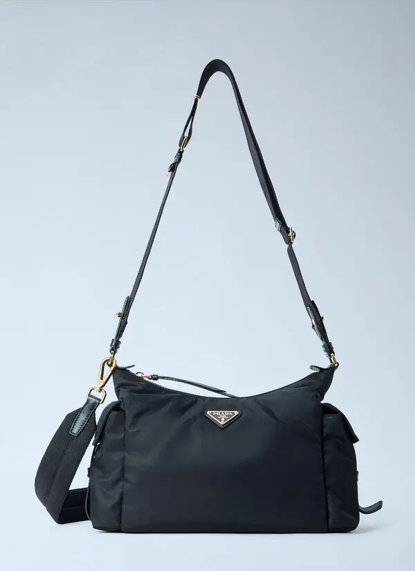 Prada Explore Large Re-nylon And Leather Shoulder Bag - Black