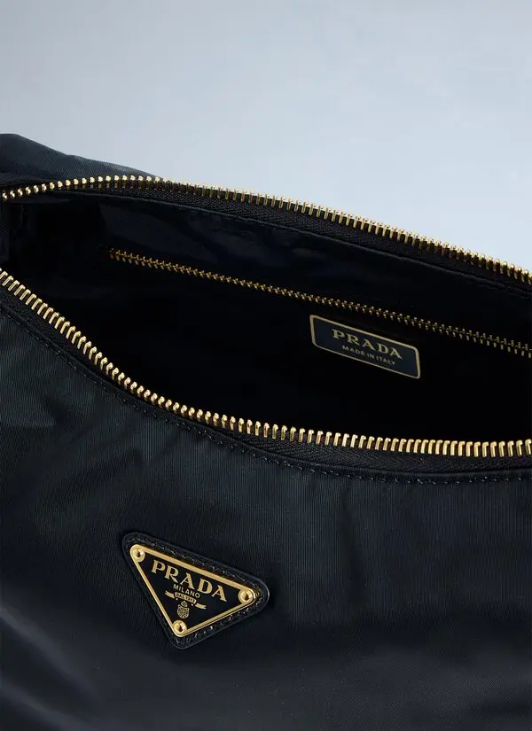 Prada Re-nylon And Leather Shoulder Bag - Black