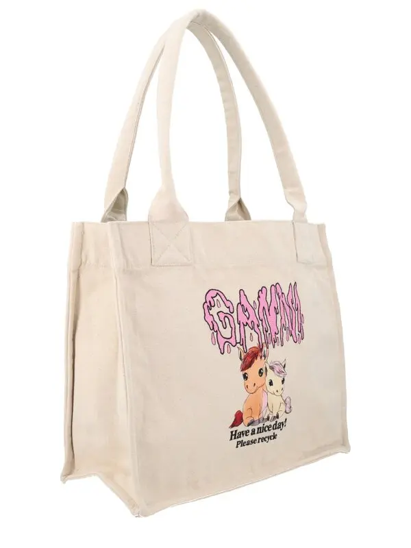 GANNI Printed Tote Bag - White
