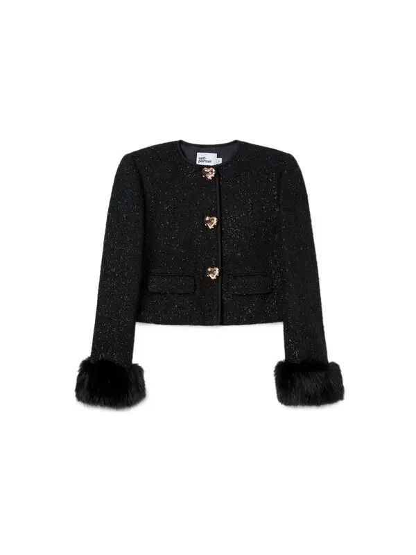 SELF-PORTRAIT Boucle Fur Cuff Jacket