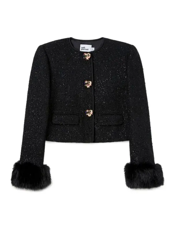 SELF-PORTRAIT Boucle Fur Cuff Jacket