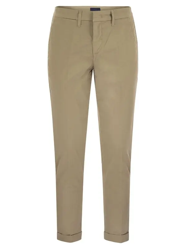 FAY Stretch Gabardine Slim Trousers - Cream
