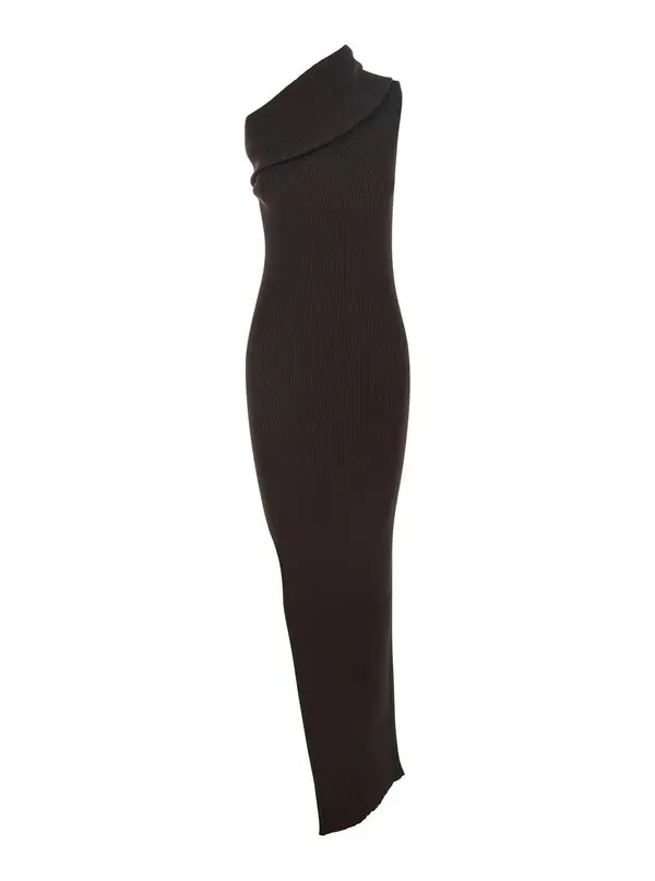 Rick Owens Ribbed Knit Dress - Brown