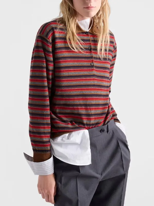 Prada Striped Polo-neck Sweater