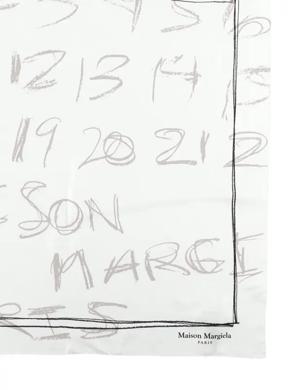 MAISON MARGIELA Numerical Silk Scarf - White