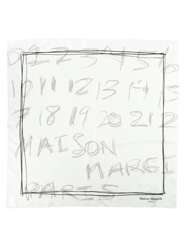 MAISON MARGIELA Numerical Silk Scarf - White