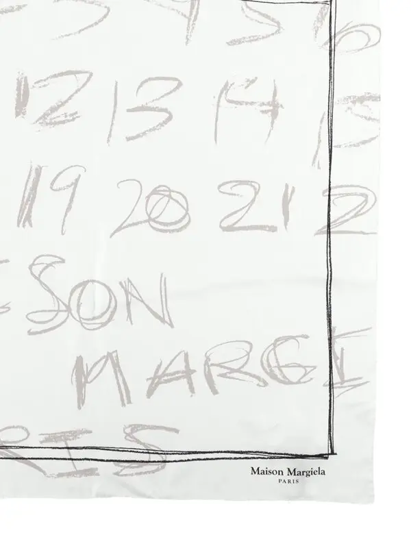 MAISON MARGIELA Numerical Silk Scarf - White