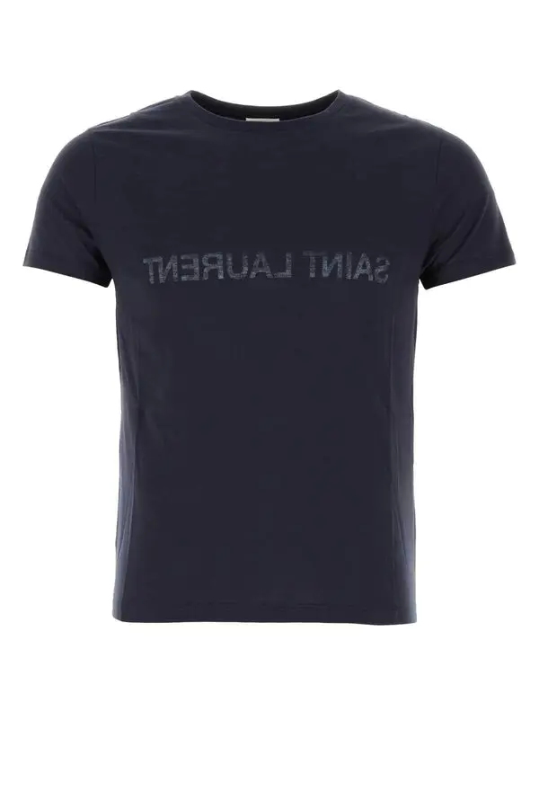 Saint Laurent Navy Cotton T-shirt - Blue